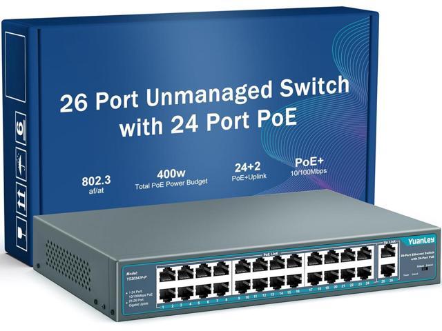 Click here for Yuanley 24 Port PoE Switch with 2 Gigabit Ethernet... prices