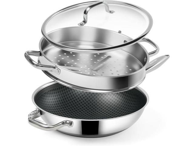 Click here for Hybrid 12-Inch Wok with Steamer Nonstick Stainless... prices