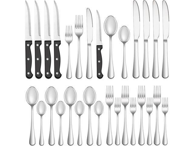 Click here for 24 Pcs Silverware Set with Steak Knives Service fo... prices
