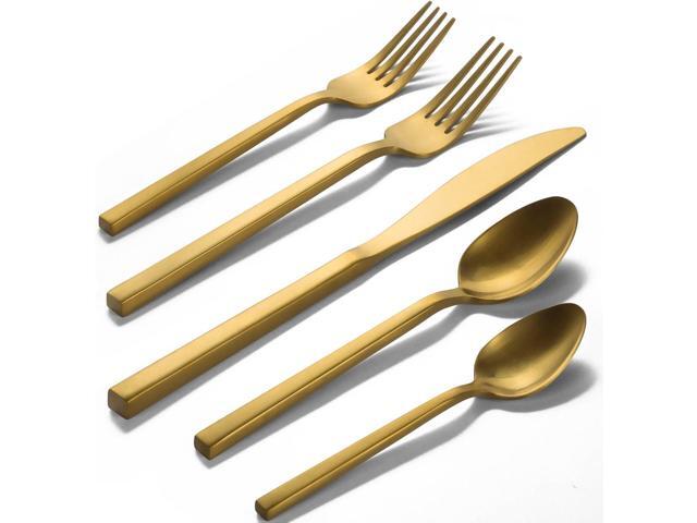 Click here for Alata Cube Gold 20-Piece Flatware Set  Forged Cutl... prices