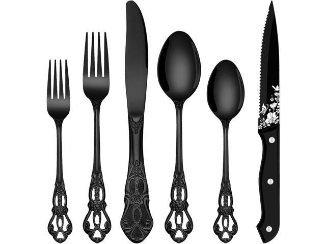 Click here for EUIRIO 48 Pieces Royal Black Silverware Set for 8... prices