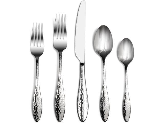 Click here for Alata Emma 40-Piece 18/10 Silverware Set  Hammered... prices