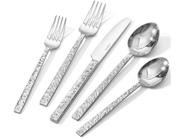 Click here for KINGSTONE 20 Pcs Hammered Silverware Set for 4  18... prices