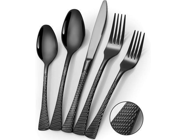 Click here for Hammered Black Silverware Set for 8 Stainless Stee... prices