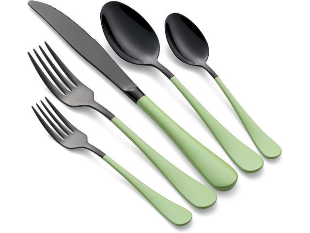 Click here for 20-Pieces Green and Black Silverware Sets for 4 Gr... prices