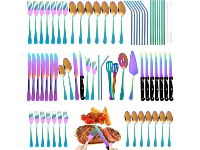 Click here for 69 Piece Rainbow Silverware Set with Steak Knife S... prices