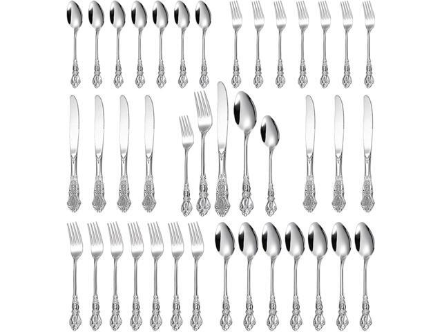 Click here for 40-Piece Stainless Steel Flatware Set  Silver Silv... prices