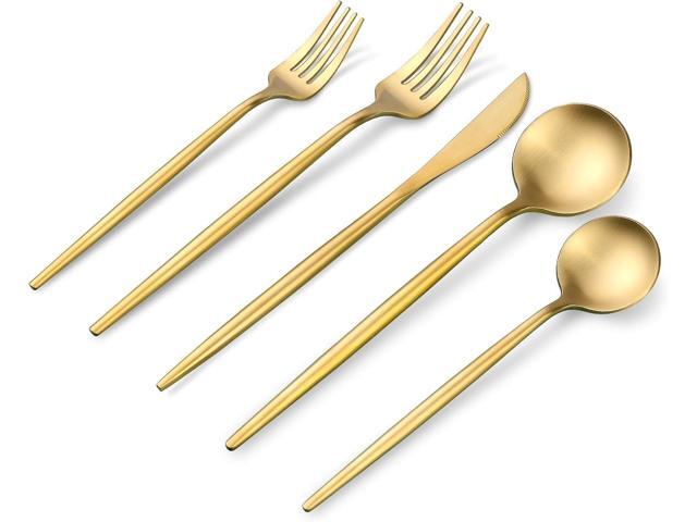 Click here for Matte Gold Silverware Set  OGORI 30-Piece Food Gra... prices