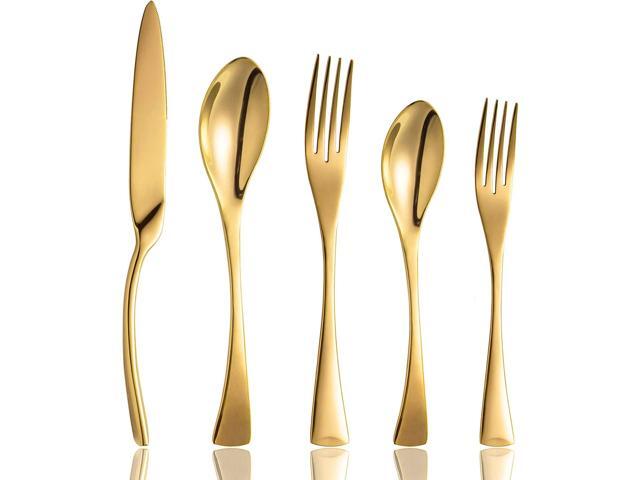 Click here for 20 Piece Gold Flatware Silverware Cutlery Sets uni... prices