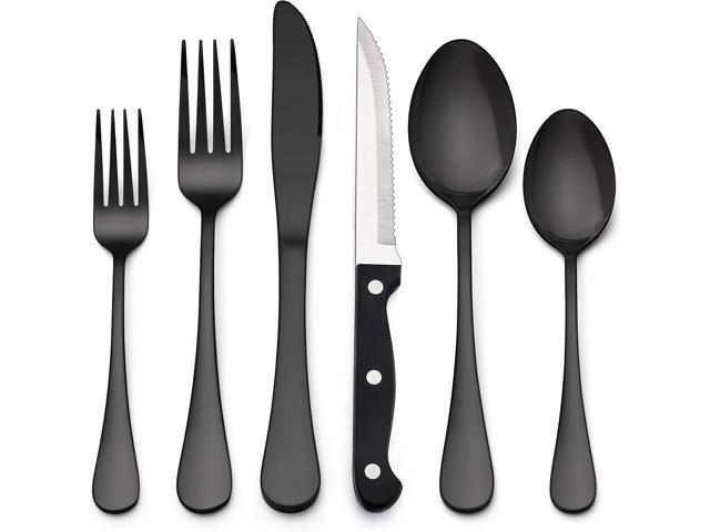 Click here for LIANYU 36-Piece Black Silverware Set with Steak Kn... prices