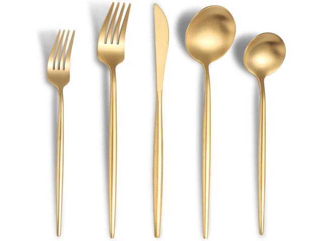 Click here for Matte Gold Silverware Set for 6 Modern Stainless S... prices