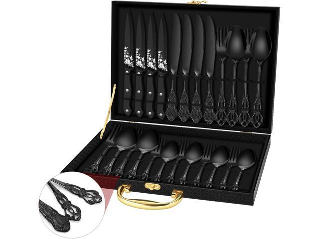 Click here for EUIRIO Black Silverware Set for 4  24 Pieces Stain... prices