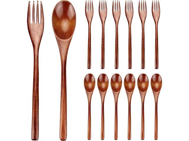Click here for 12 Pieces Wooden Forks and Spoons for Eating Utens... prices