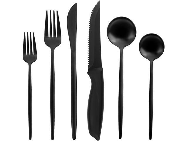 Click here for 24-Piece Matte Black Tableware Set with Steak Kniv... prices