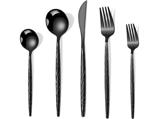 Click here for Hammered Black Silverware Set 30 Piece Stainless S... prices
