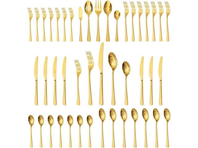 Click here for KINGSTONE Gold Hammered Silverware Set  Flatware S... prices