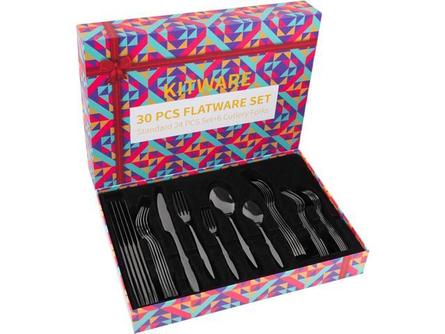 Click here for Black Silverware Set  30 Pieces Stainless Steel Fl... prices