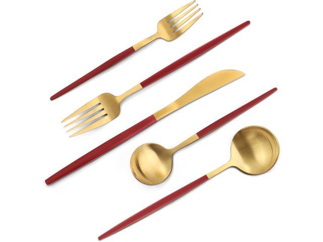 Click here for Matte Red Gold Silverware Set  20-Piece Stainless... prices