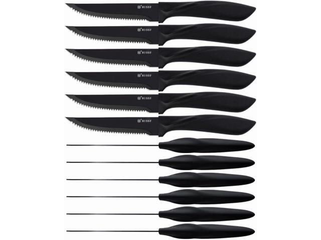 Click here for Steak Knife Set Of 12  Black Stainless Steel Sharp... prices