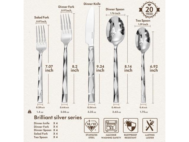 Click here for KINGSTONE Silverware Set  Luxury 20 Piece Flatware... prices