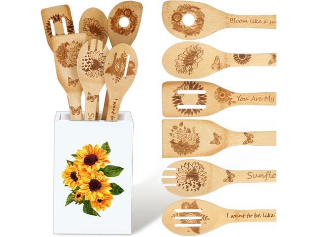 Click here for 7 Pcs Sunflower Kitchen Utensils Set Bamboo Spoons... prices