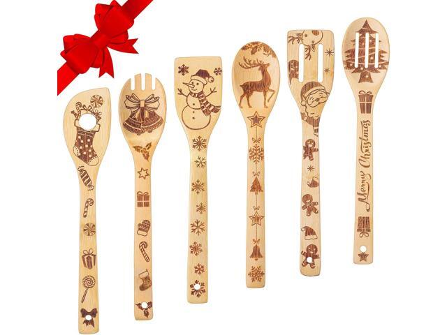 Click here for 6 Pieces Christmas Wooden Spoons Set Burned Cookin... prices