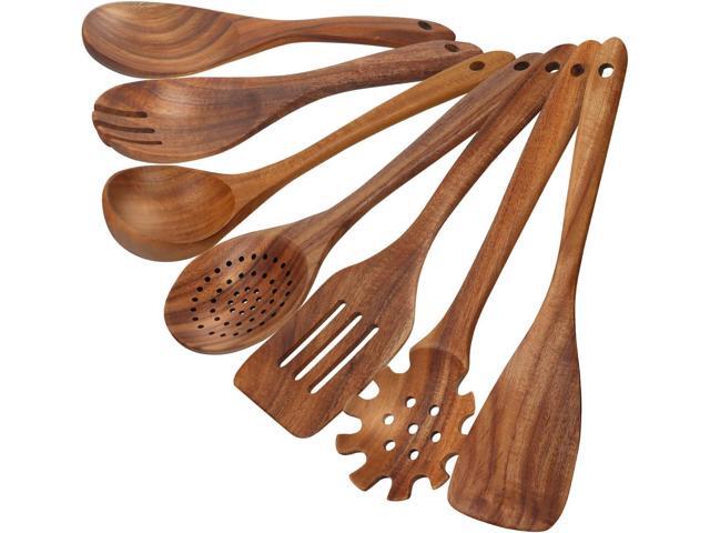 Click here for comfoyar Teak Wooden Spoons for Cooking  7 Pieces... prices