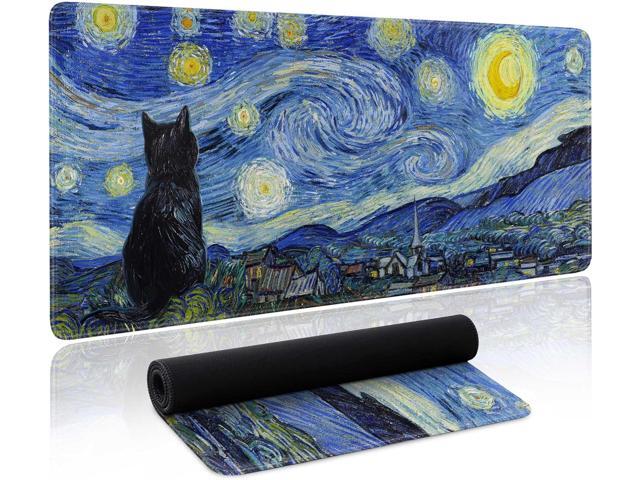Click here for Starry Night Cat Gaming Mouse Pad Large Desk Mat E... prices