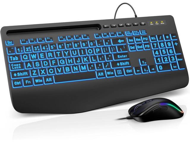 Click here for Wired Keyboard Mouse Combo - Large Print Backlit... prices