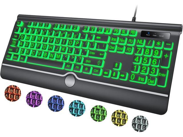 Click here for Large Print Backlit Computer Keyboard  7-Color Bac... prices