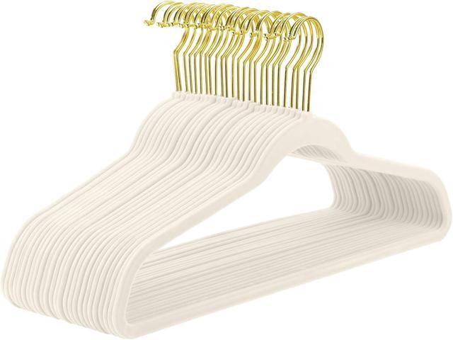 Click here for MIZGI Ivory Velvet Hangers 60 Pack Premium Gold Cl... prices