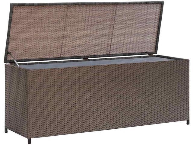 Click here for vidaXL Garden Storage Box Poly Rattan Brown Bench... prices