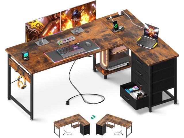 Click here for AODK L Shaped Desk with 4 Tier Drawers  61 Reversi... prices