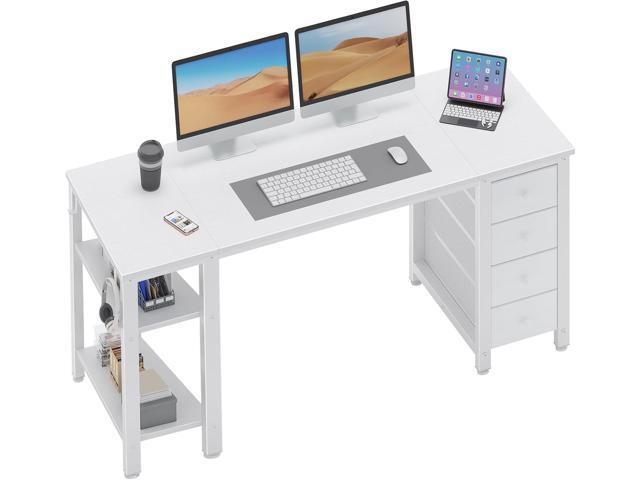 Click here for Lufeiya White Computer Desk with Fabric Drawers &... prices