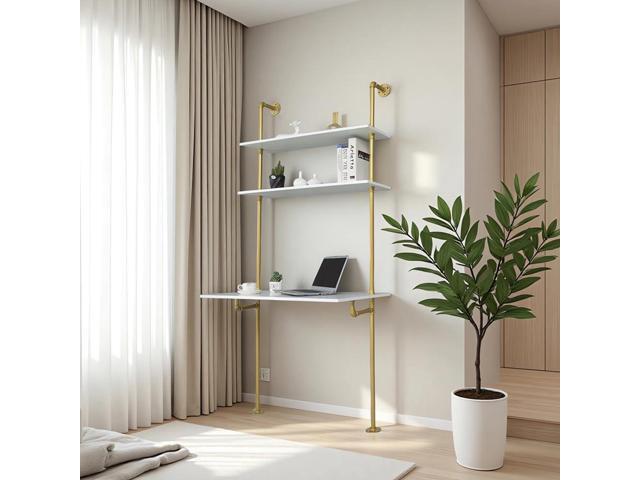 Click here for MAIKAILUN White and Gold Desk  36 Ladder Desk  Wal... prices