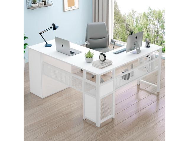 Click here for LVB White L Shaped Corner Desk with Drawers  Rever... prices
