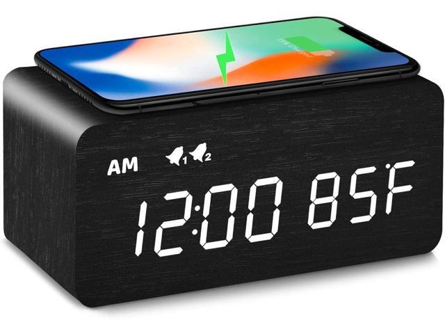 Click here for MOSITO Digital Wooden Alarm Clock with Wireless Ch... prices