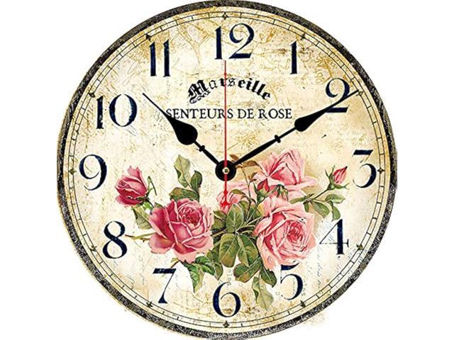 Click here for Vintage French Floral Wall Clock with Pink Rose Pa... prices