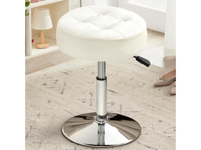 Click here for White Vanity Chair for Makeup Room Round Ottoman T... prices