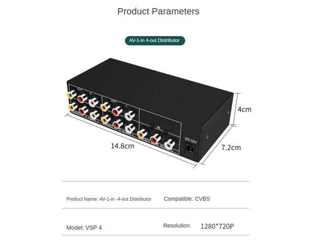 Click here for 4-Way AV Splitter 1 In 4 Out Composite RCA AV Spli... prices