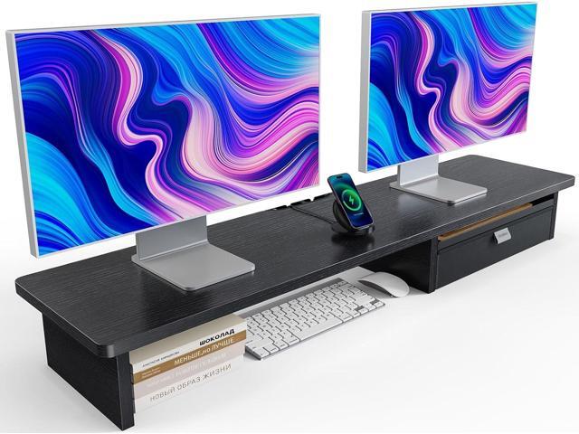 Click here for HUANUO Large Dual Monitor Stand with Drawer  Wood... prices