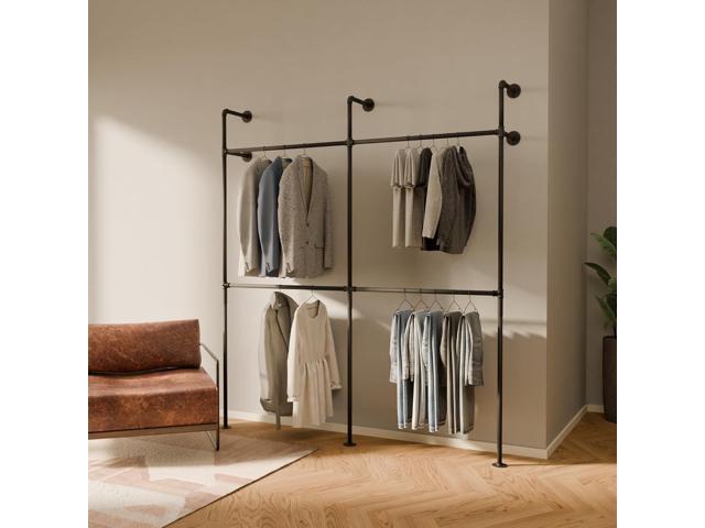 Click here for pamo Industrial Pipe Clothing Rack Wall Mounted Bl... prices
