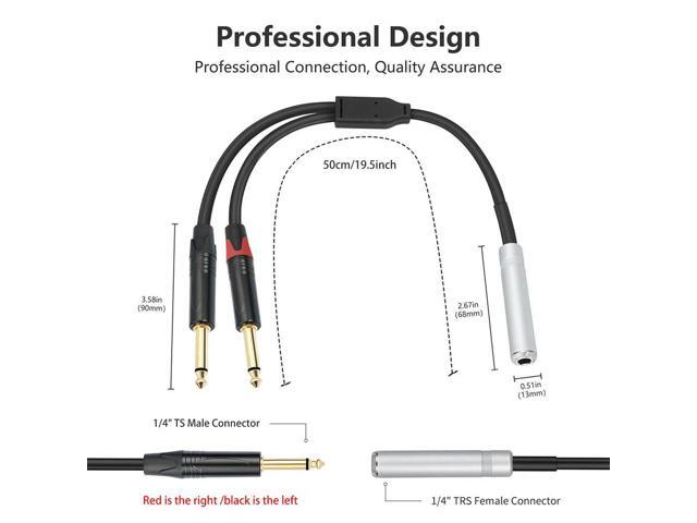 Click here for 6.35mm 1/4 TRS Female To Dual 6.35mm TS Male Y Spl... prices