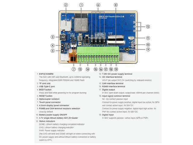 Click here for ESP32-S3 4.3inch LCD 800x480Pixels Captive Touch S... prices
