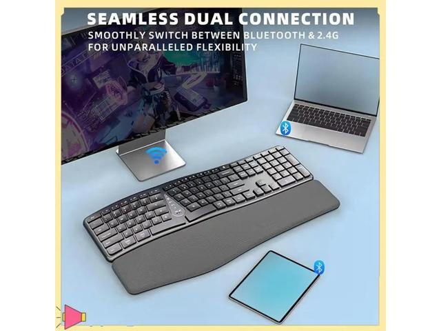 Click here for Ergonomic Wireless Keyboard With Wrist Rest BT Dua... prices