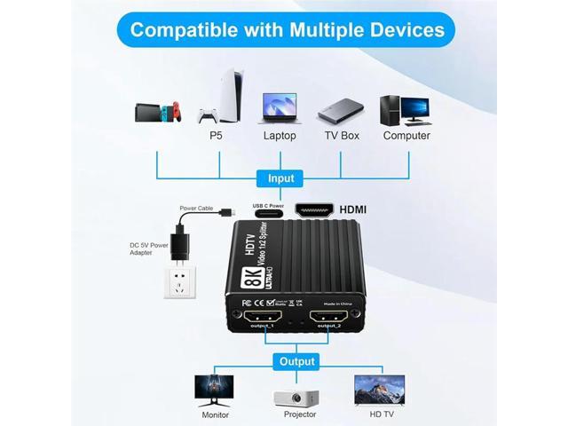 Click here for Ultra HD 8K HDTV 1:2 Splitter 2.1 8K 60Hz/4K 120Hz... prices