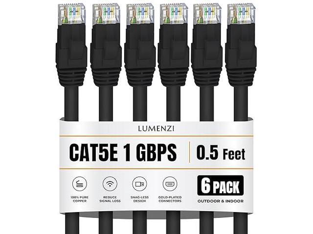 Click here for Lumenzi Cat 5e Ethernet Cable 0.5 FT in Black 6 Pa... prices