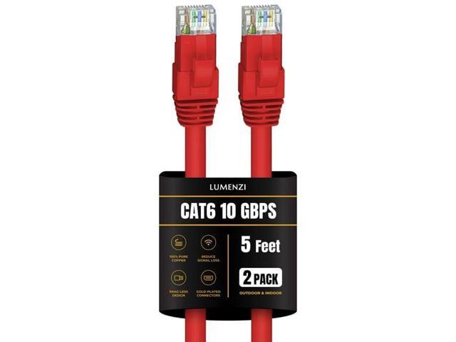 Click here for Lumenzi Cat 6 Ethernet Cable 5 FT in Red 2 Pack 10... prices