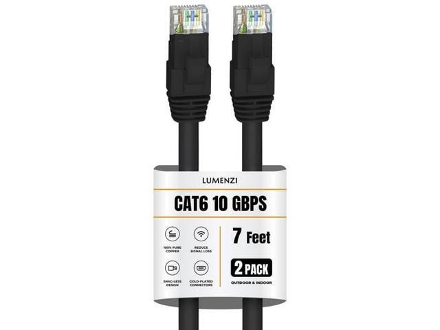 Click here for Lumenzi Cat 6 Ethernet Cable 7 FT in Black 2 Pack... prices