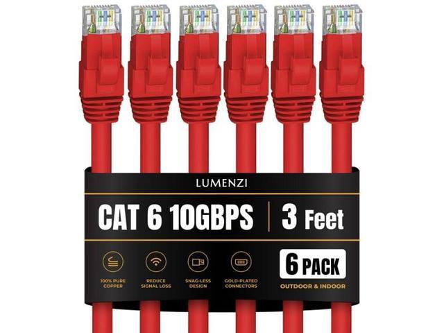 Click here for Lumenzi Cat 6 Ethernet Cable 3 FT in Red 6 Pack 10... prices